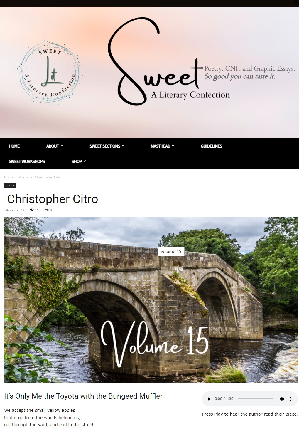2 poems published in Sweet! | Christopher Citro